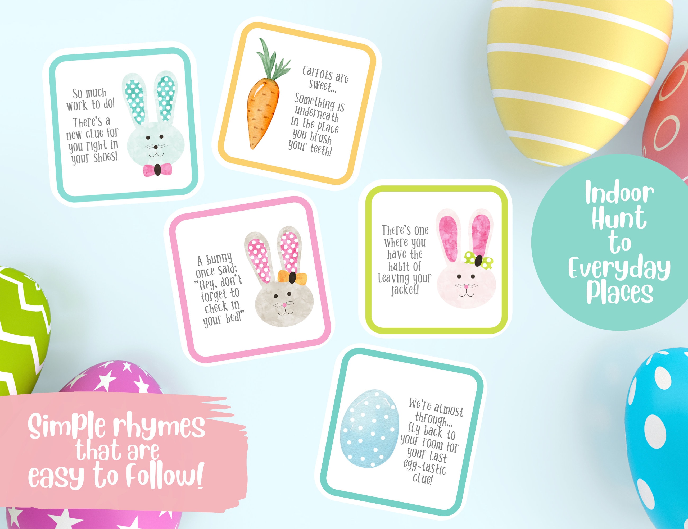 Easter Scavenger Hunt, Indoor Scavenger Hunt for Kids With Clue Cards ...