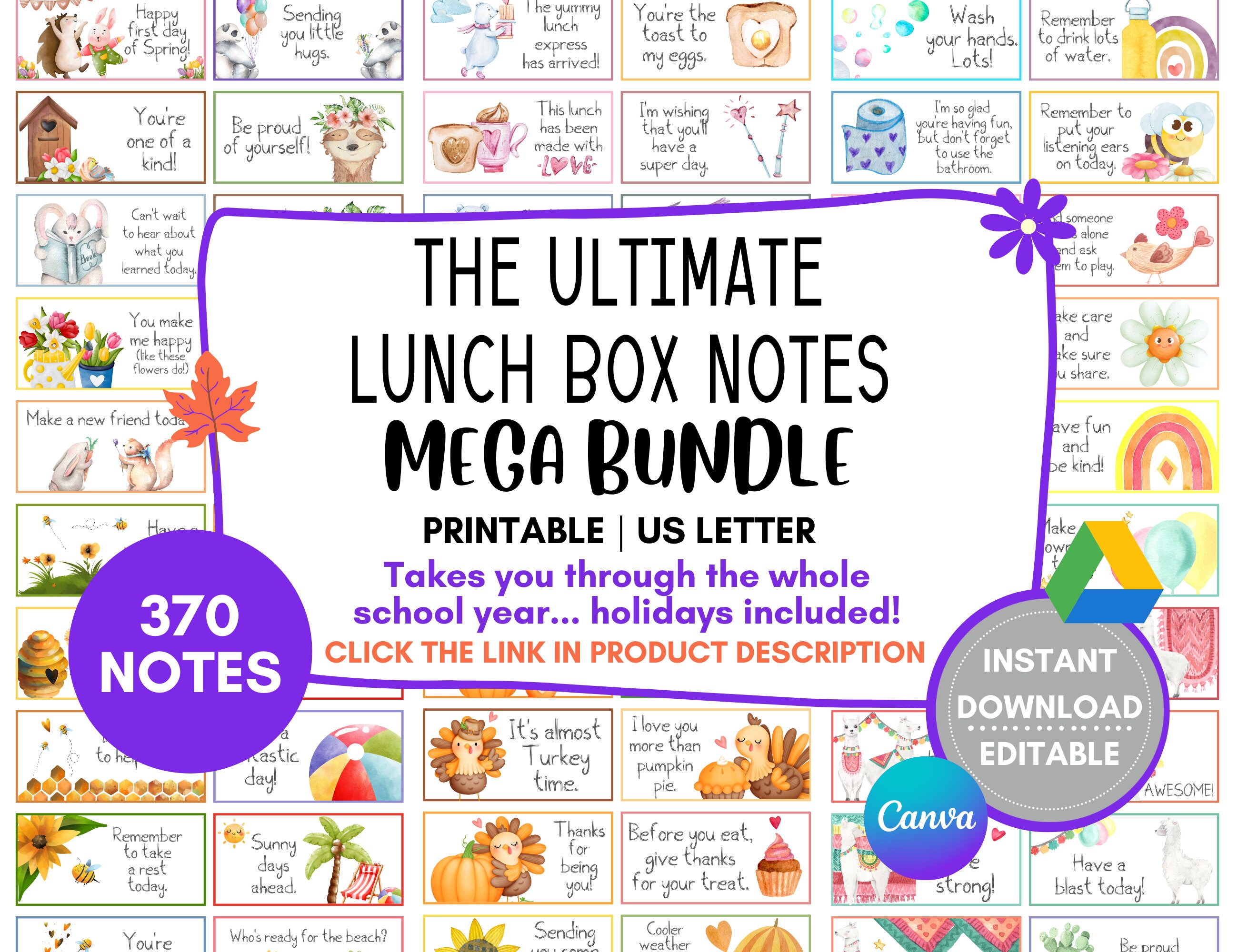 Editable Holiday-themed Lunch Note Kid, Editable Lunchbox Note ...