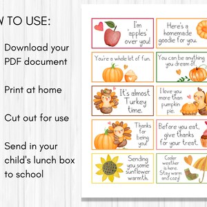 Thanksgiving Lunch Box Notes for Kids, Editable Fall Lunchbox Notes ...