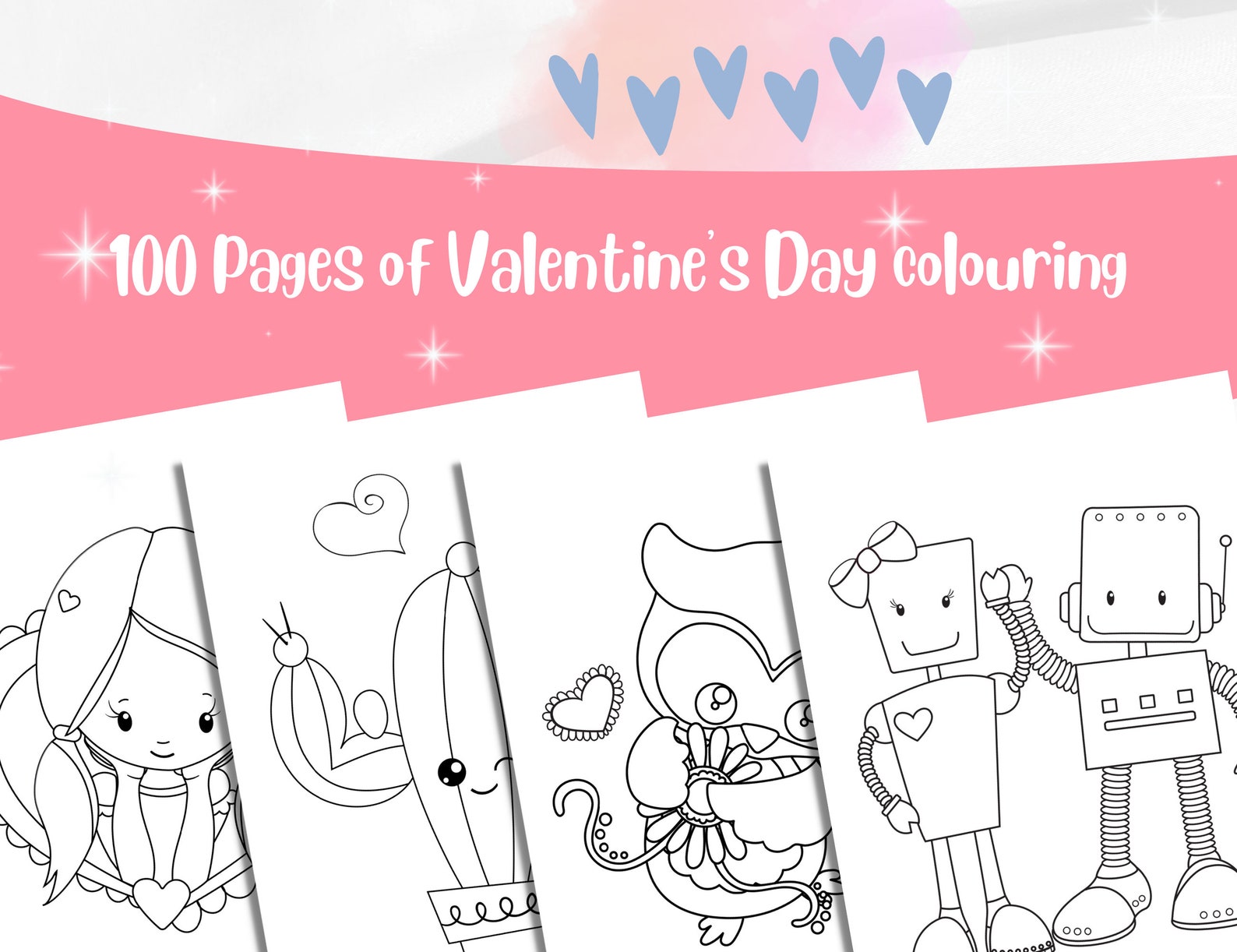 Valentine Coloring Pages for Kids BUNDLE, Toddler Coloring Pages, Kid ...
