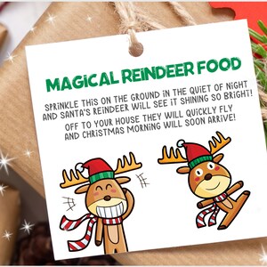 Printable Reindeer Food Tags, Magical Reindeer Food Tag, Christmas Eve ...