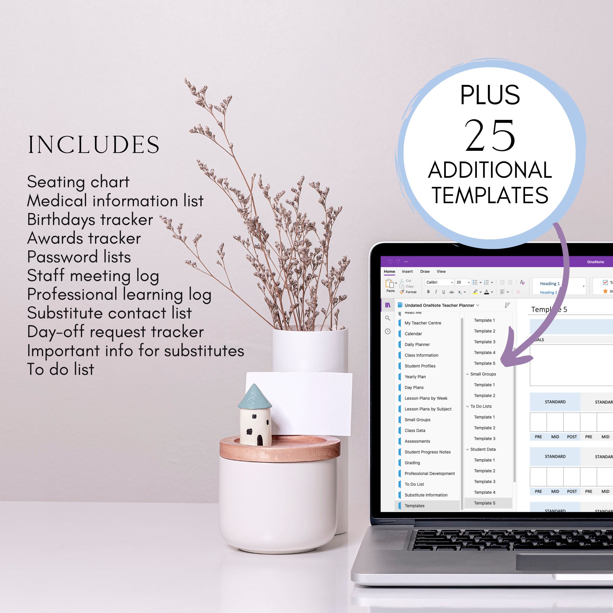 Onenote Teacher Planner, Undated Editable Teacher Template for Windows ...