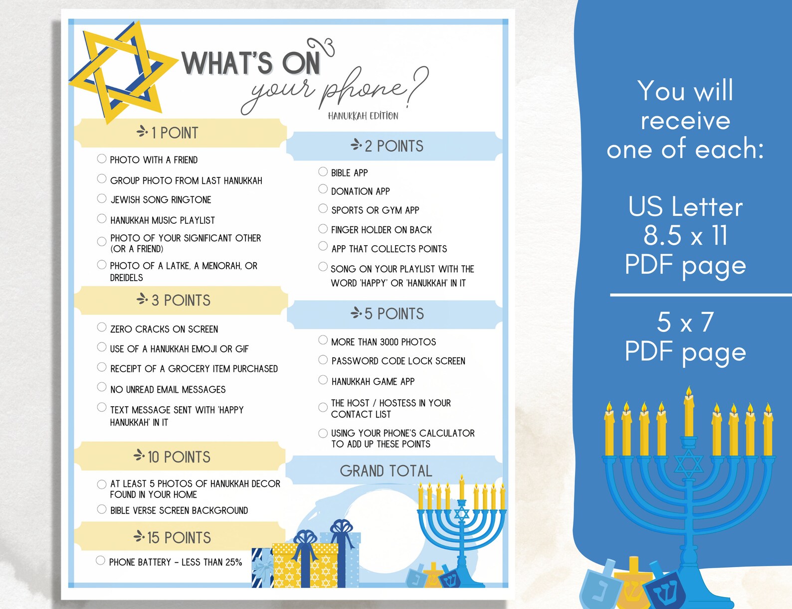 What's on Your Phone? Hanukkah Party Game, Holiday Party Games, Phone ...