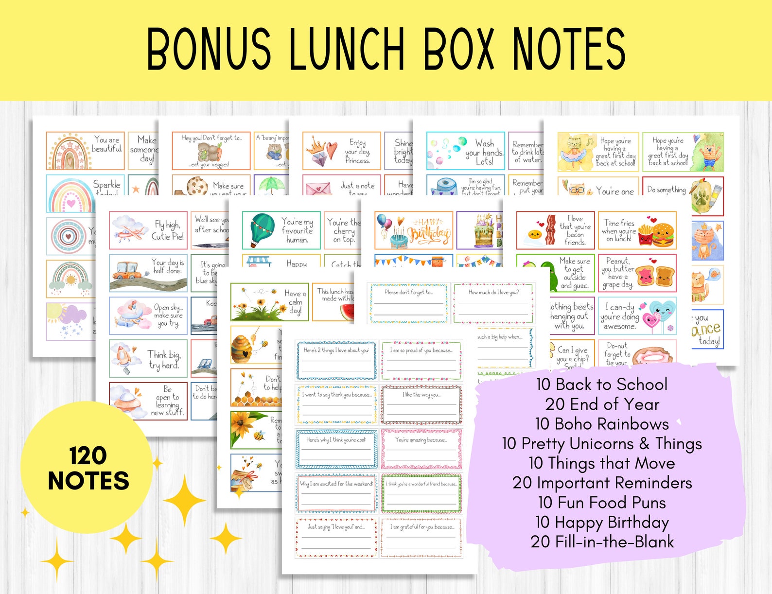 The Ultimate Mega Bundle Kids Lunch Box Notes, Editable Lunchbox Note ...