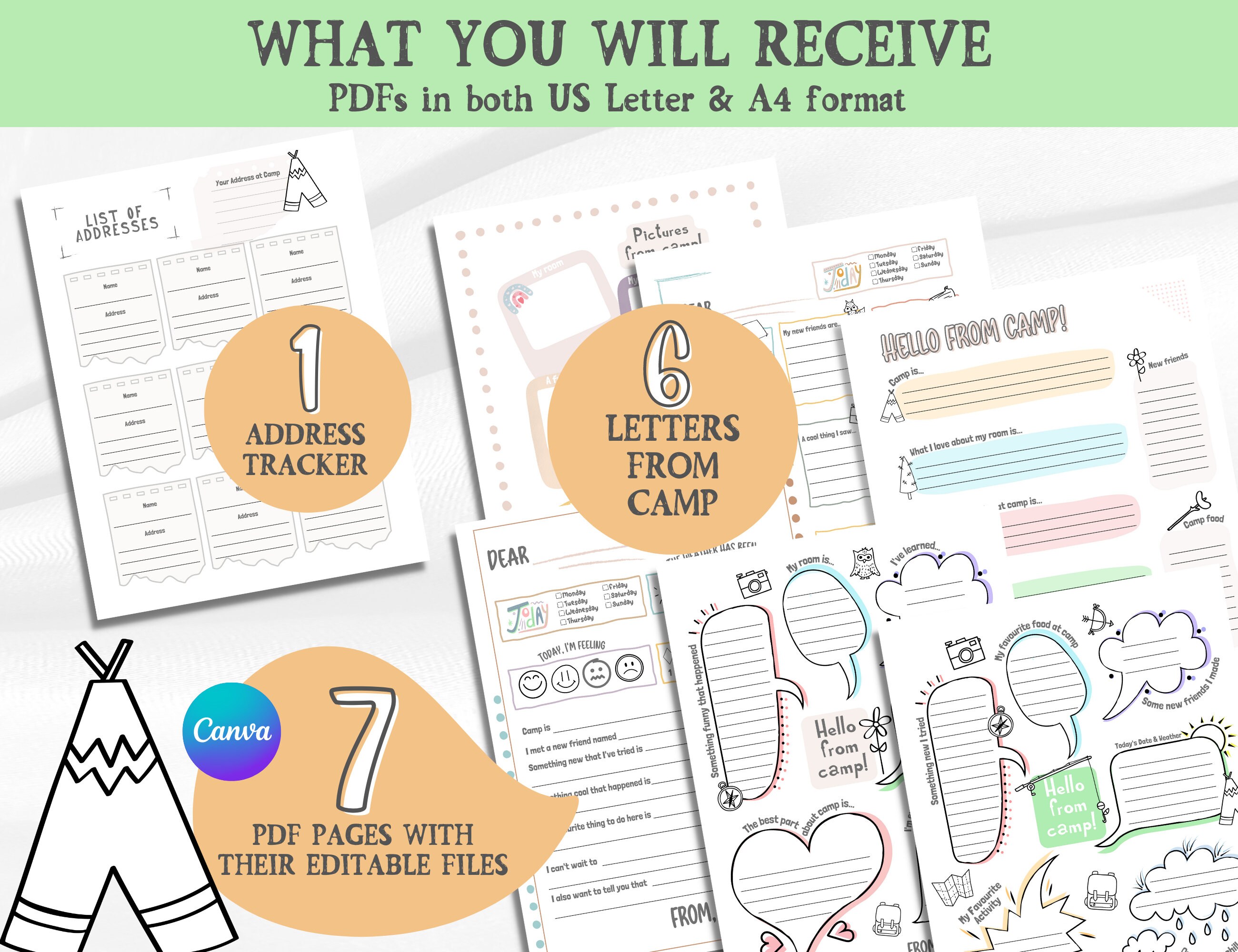 Printable Letter From Camp, Summer Camp, Fill in Camp Letter, Summer ...