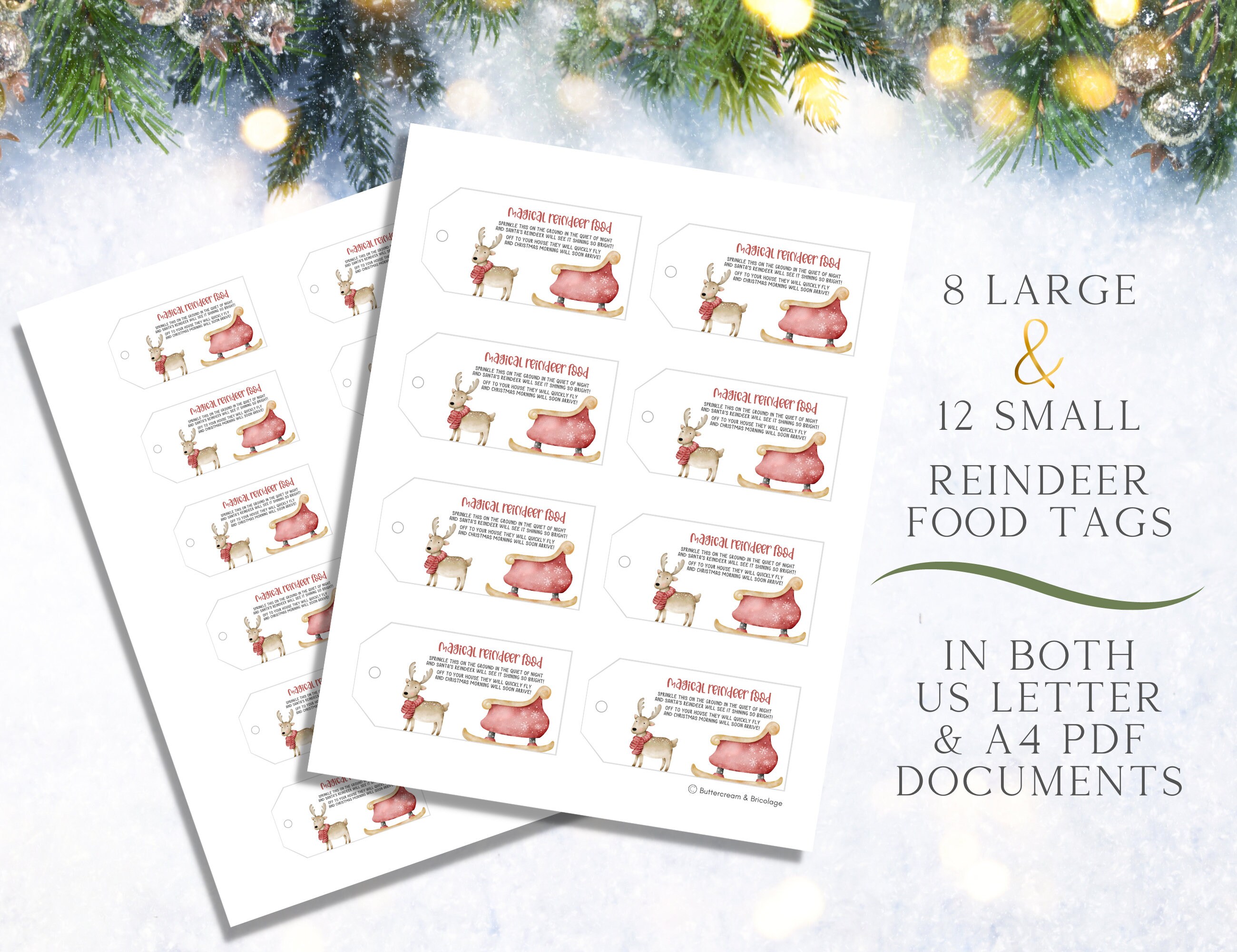 Printable Reindeer Food Tags, Magical Reindeer Food Tag, Christmas Eve ...