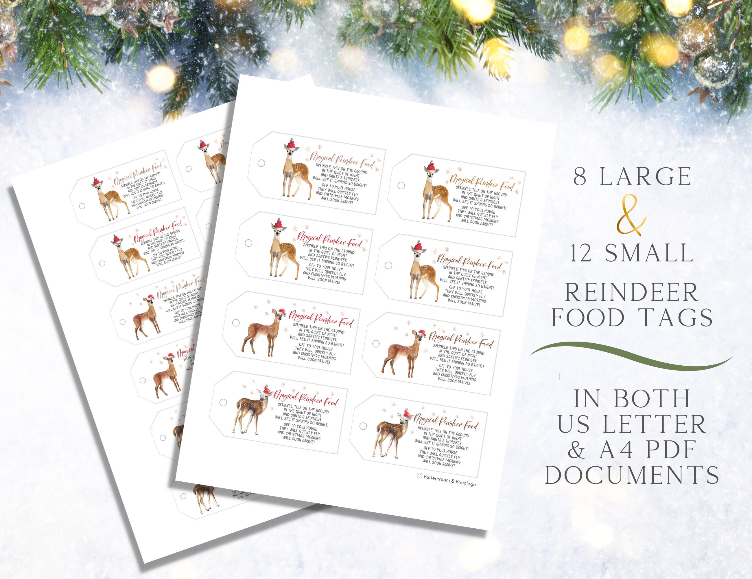 Printable Reindeer Food Tags, Magical Reindeer Food Tag, Christmas Eve ...