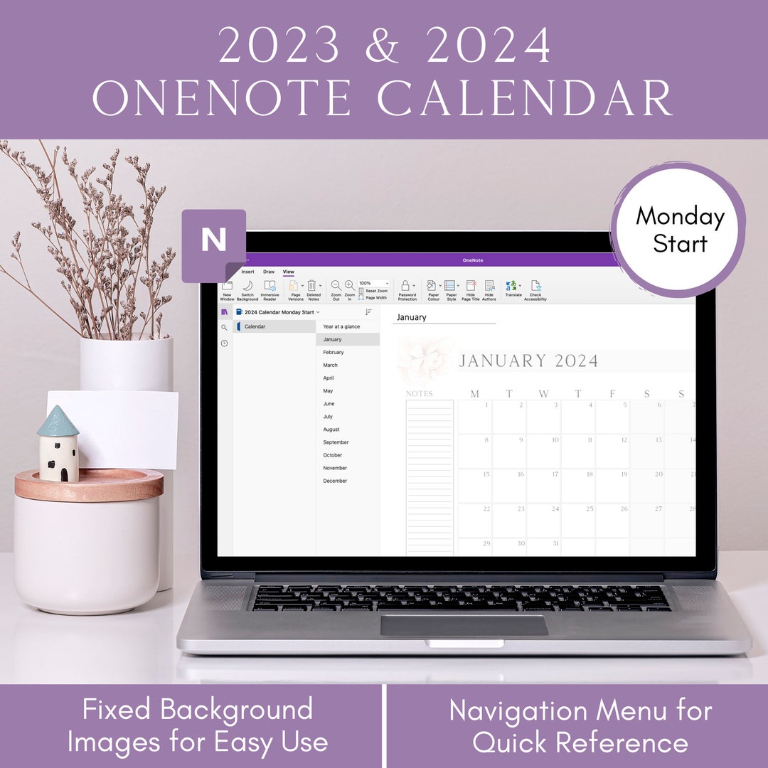 2023-2024 Onenote Calendar, Monday Start, Onenote Monthly Calendar for ...