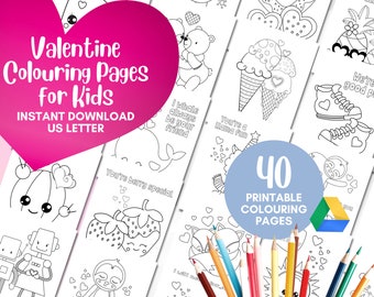 Valentine Coloring Pages for Kids BUNDLE, Toddler Coloring Pages, Kid ...