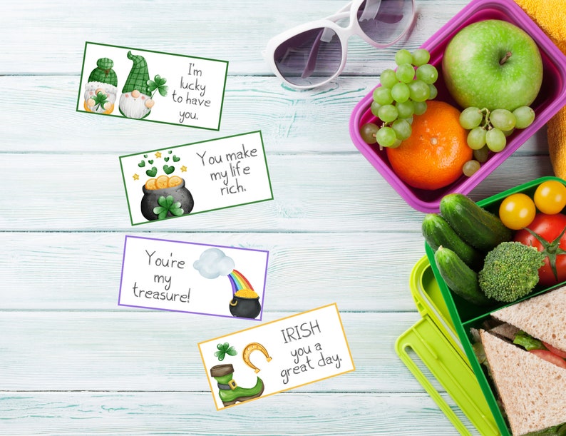 St. Patrick's Day Lunch Box Notes for Kids, Editable Lunchbox Notes ...
