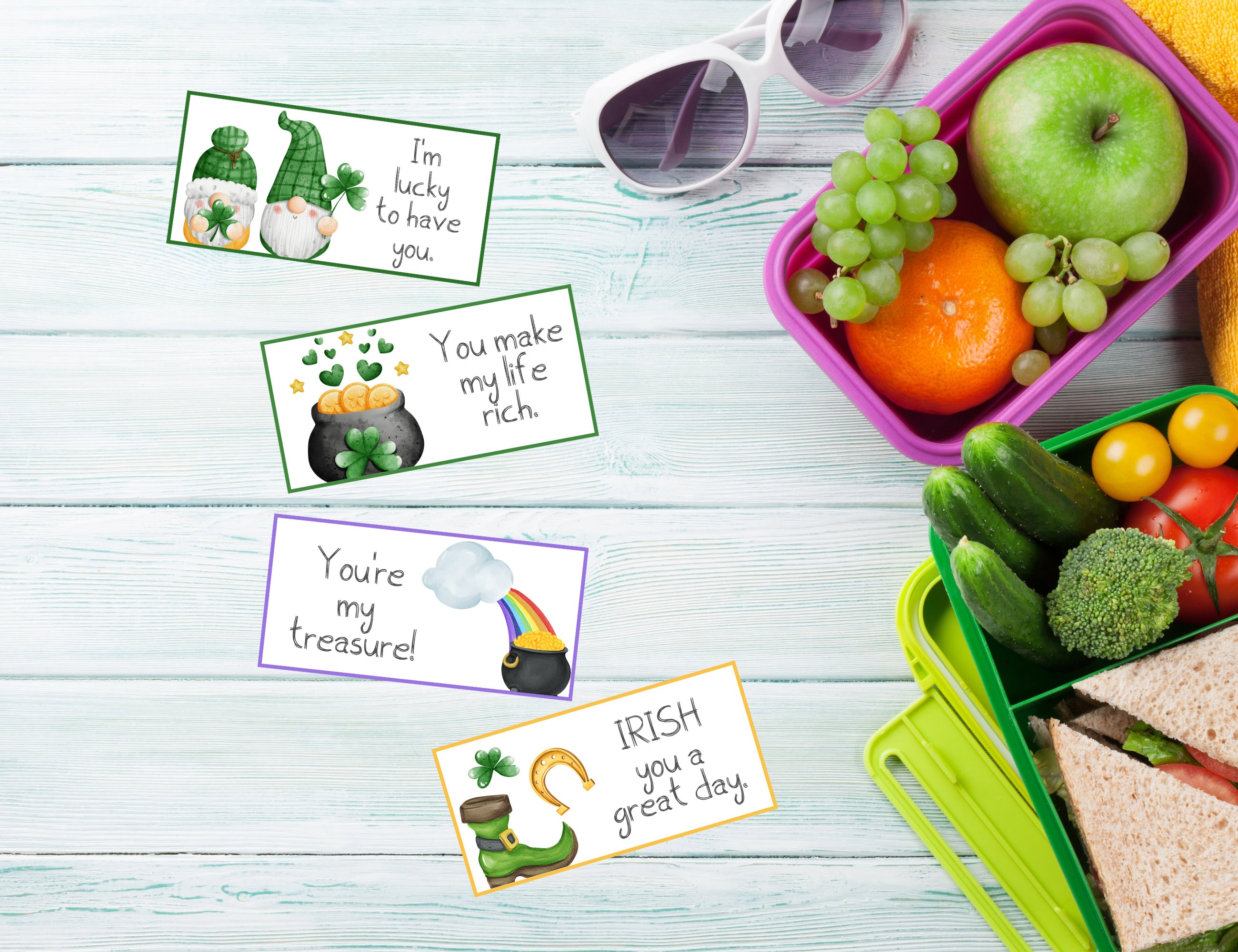 St. Patrick's Day Lunch Box Notes for Kids, Editable Lunchbox Notes ...
