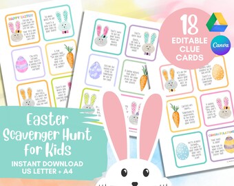 Easter Scavenger Hunt, Indoor Scavenger Hunt for Kids With Clue Cards ...