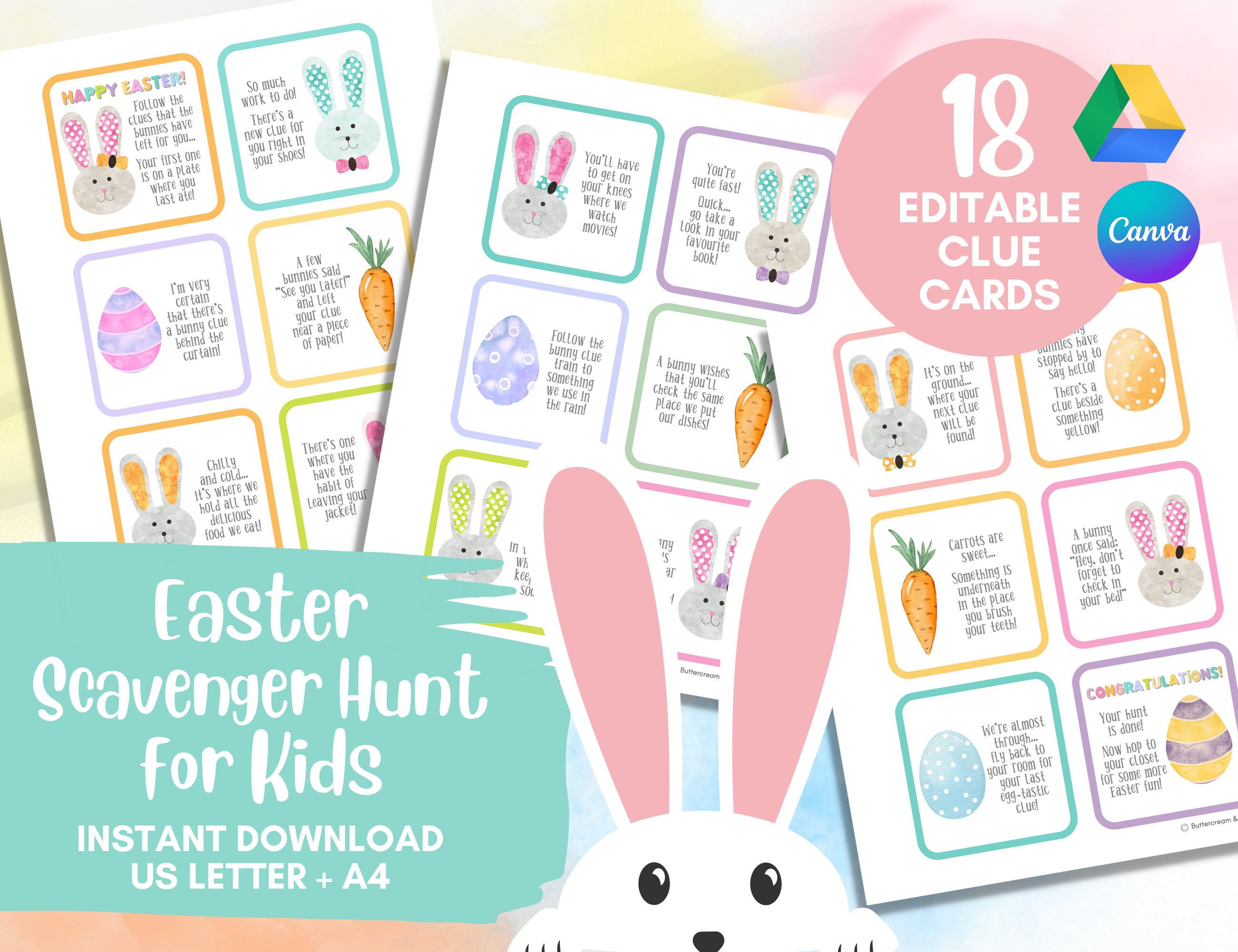 Easter Scavenger Hunt, Indoor Scavenger Hunt for Kids With Clue Cards ...