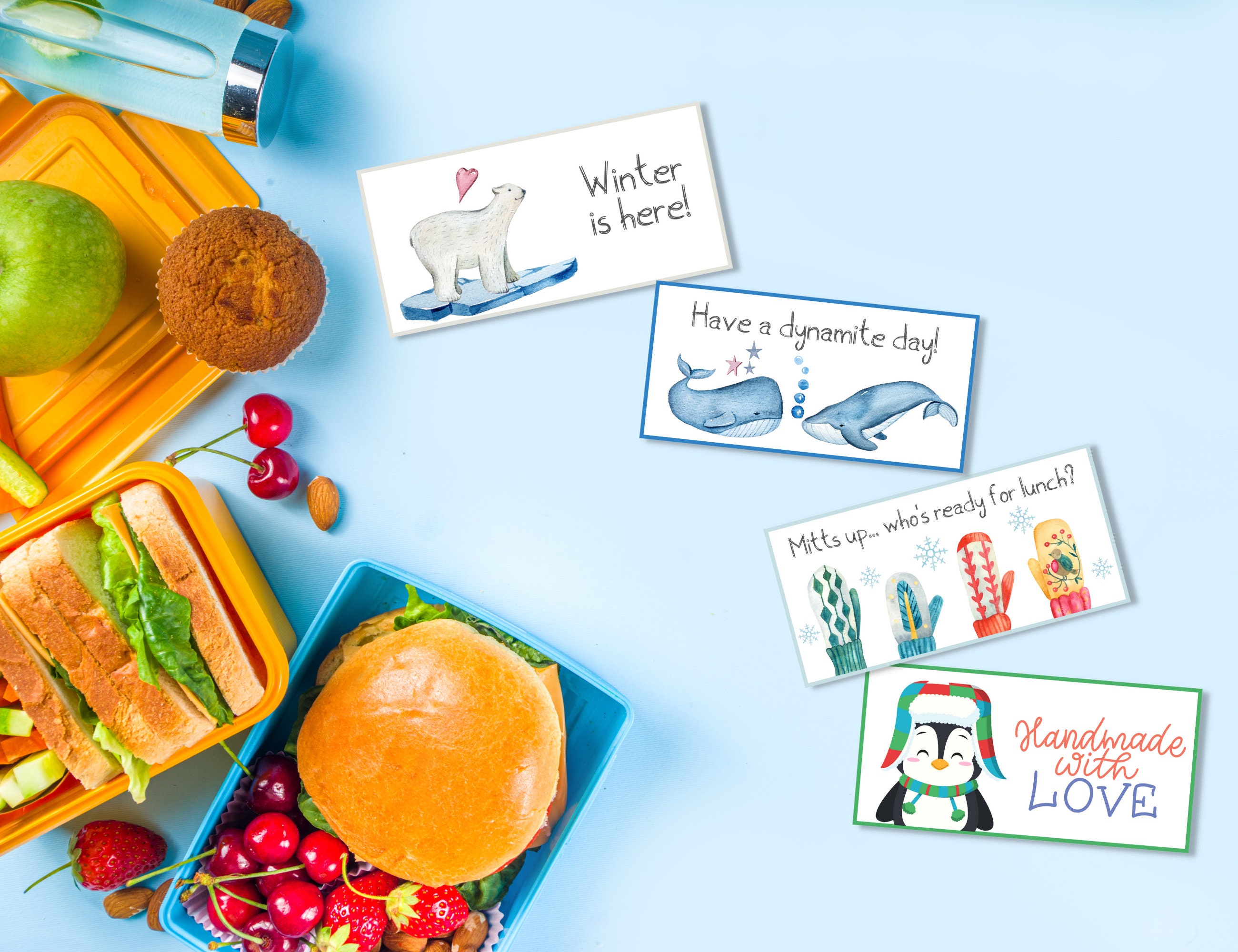 Winter New Year Lunch Box Notes for Kids, Editable Lunch Note ...