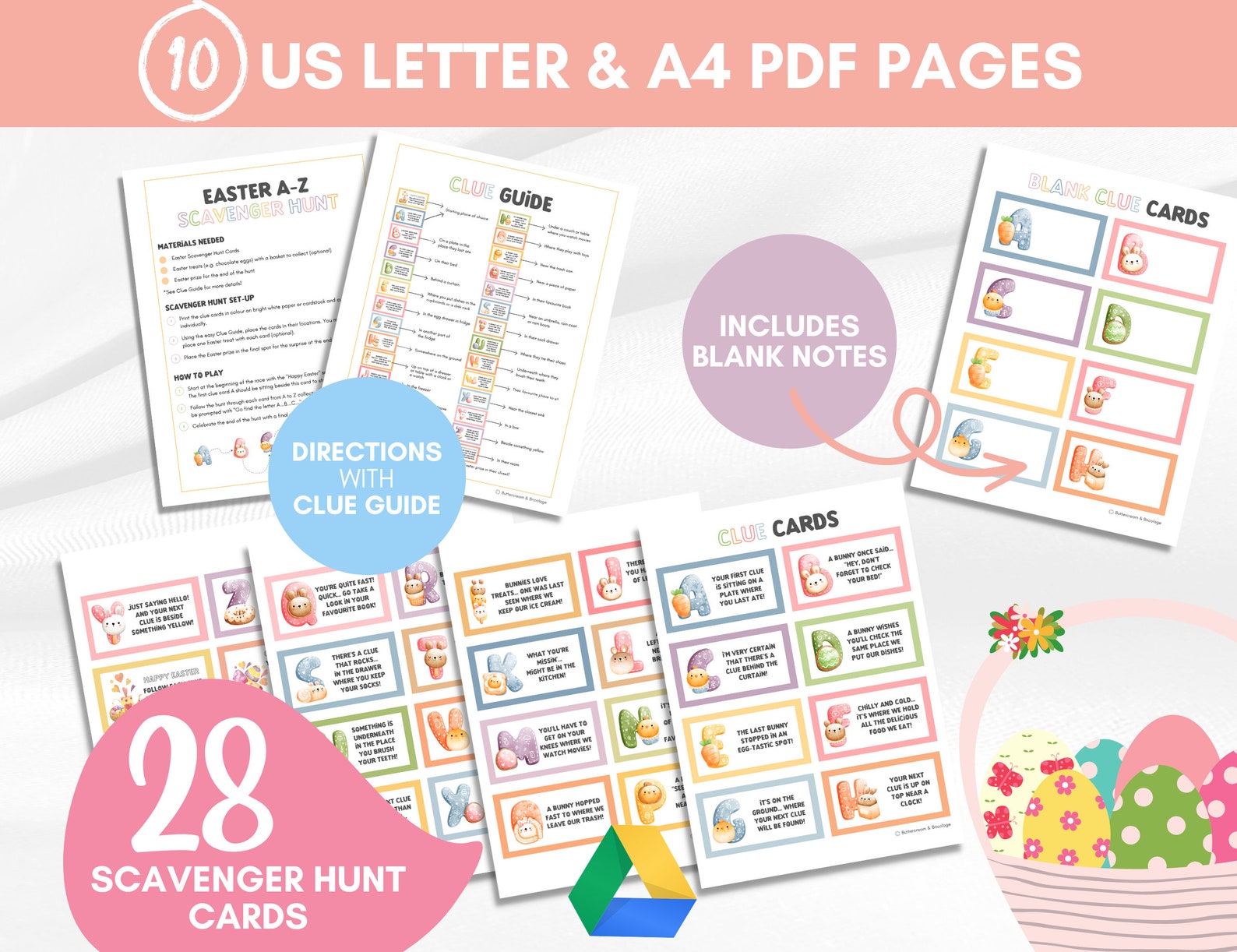 Easter Scavenger Hunt, Indoor Scavenger Hunt for Kids With Clue Cards ...