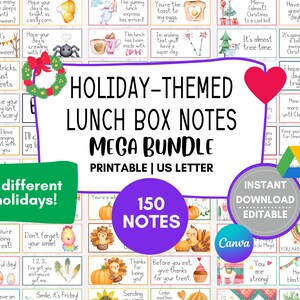 Editable Holiday-themed Lunch Note Kid Editable Lunchbox - Etsy