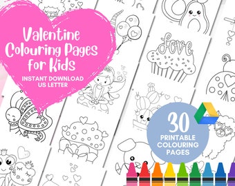 Valentine Coloring Pages for Kids BUNDLE, Toddler Coloring Pages, Kid ...