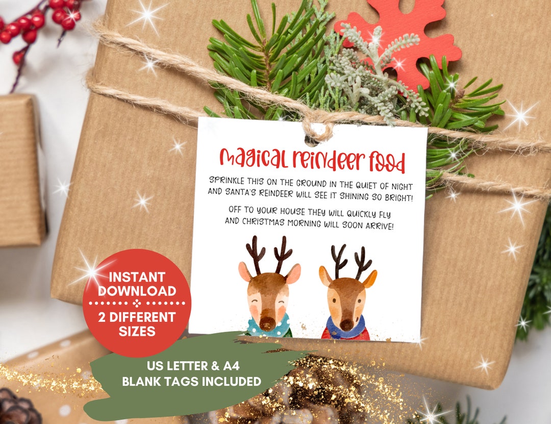 Printable Reindeer Food Tags, Magical Reindeer Food Tag, Christmas Eve ...