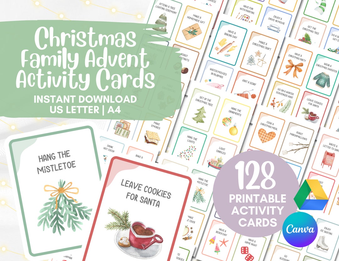 Advent Activity Cards, Kids Advent Calendar Activities, Printable ...