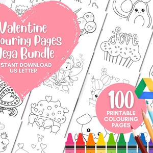 Valentine Coloring Pages for Kids BUNDLE, Toddler Coloring Pages, Kid ...