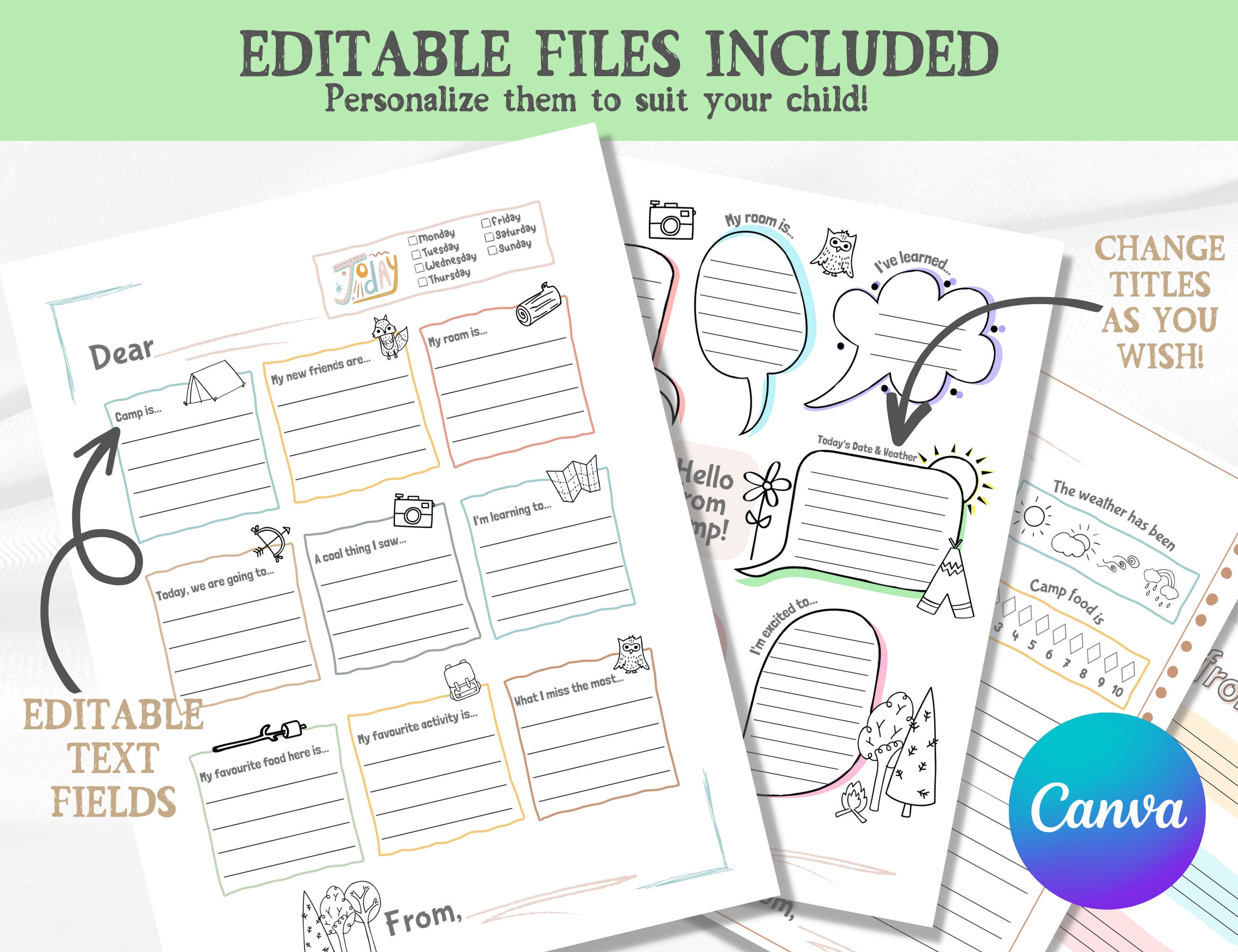 Printable Letter From Camp, Summer Camp, Fill in Camp Letter, Summer ...