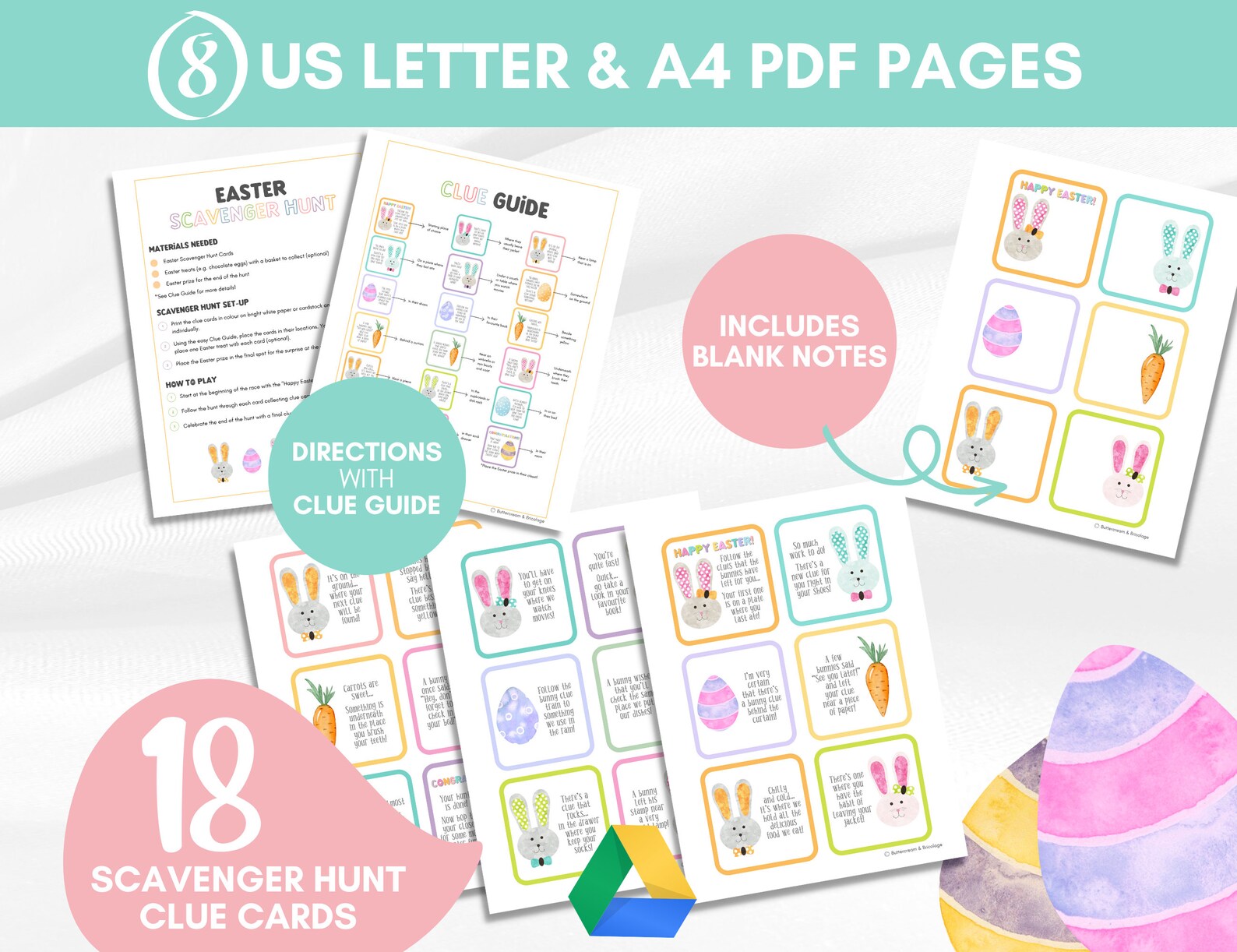 Easter Scavenger Hunt, Indoor Scavenger Hunt for Kids With Clue Cards ...