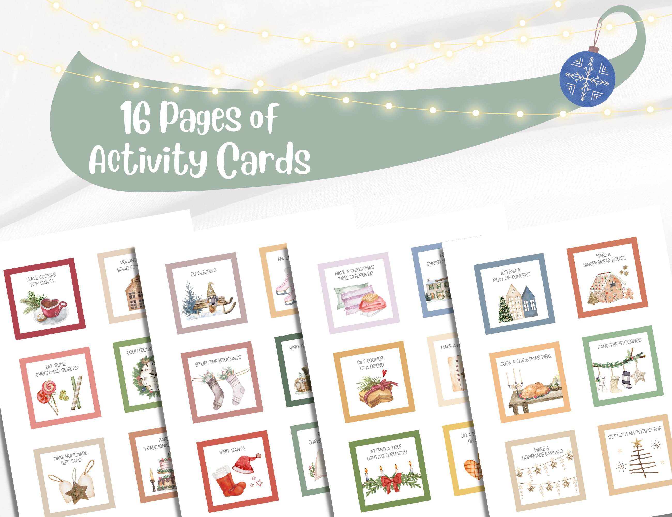 Advent Activity Cards, Kids Advent Calendar Activities, Printable ...