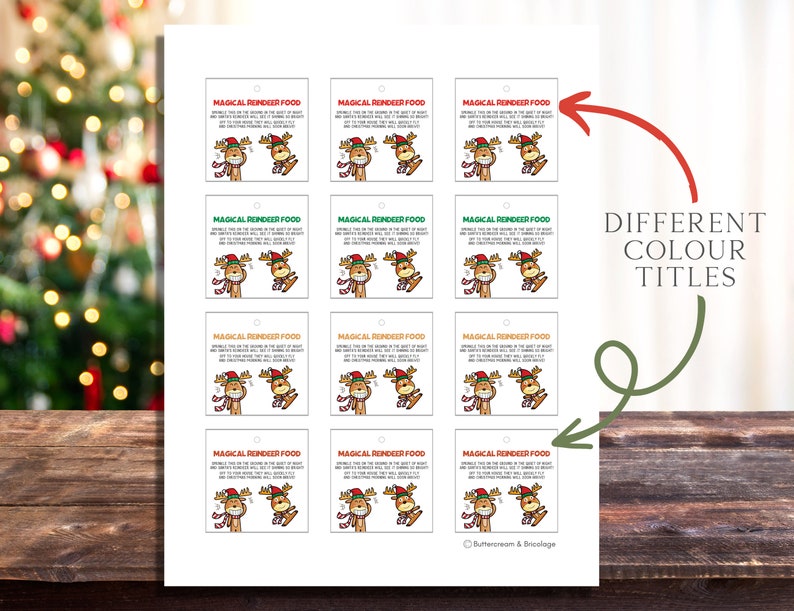 Printable Reindeer Food Tags, Magical Reindeer Food Tag, Christmas Eve ...