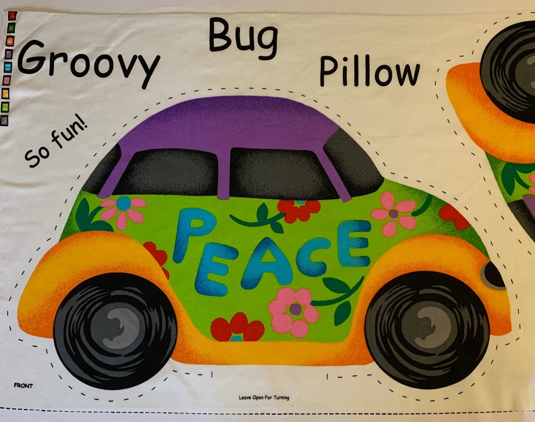 Groovy Peace Love Bug Pillow Panel to Sew VIP Cranston Print Works OOP ...