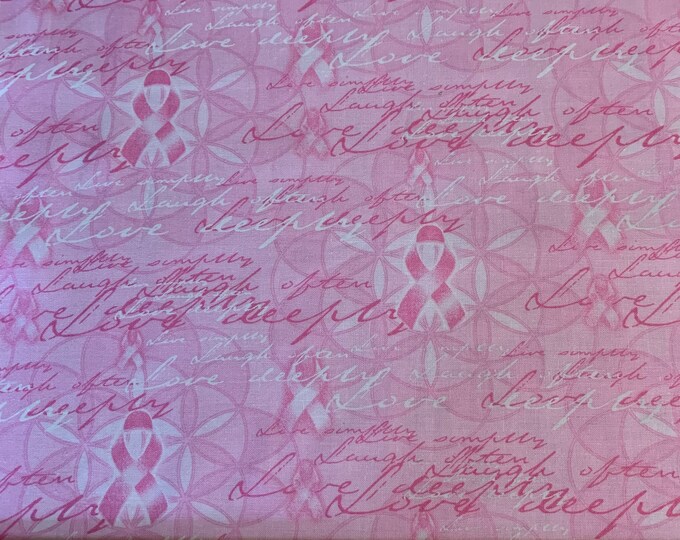 Breast Cancer Awareness Cotton Fabric Pink Ribbons BTY by the Yard ...
