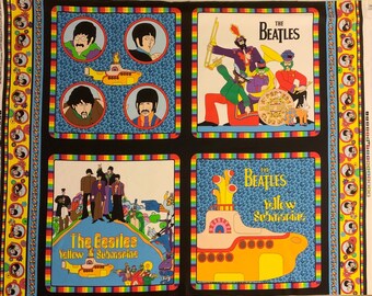 The Beatles Cotton Fabric 25" X 44" Yellow Submarine All You Need is ...