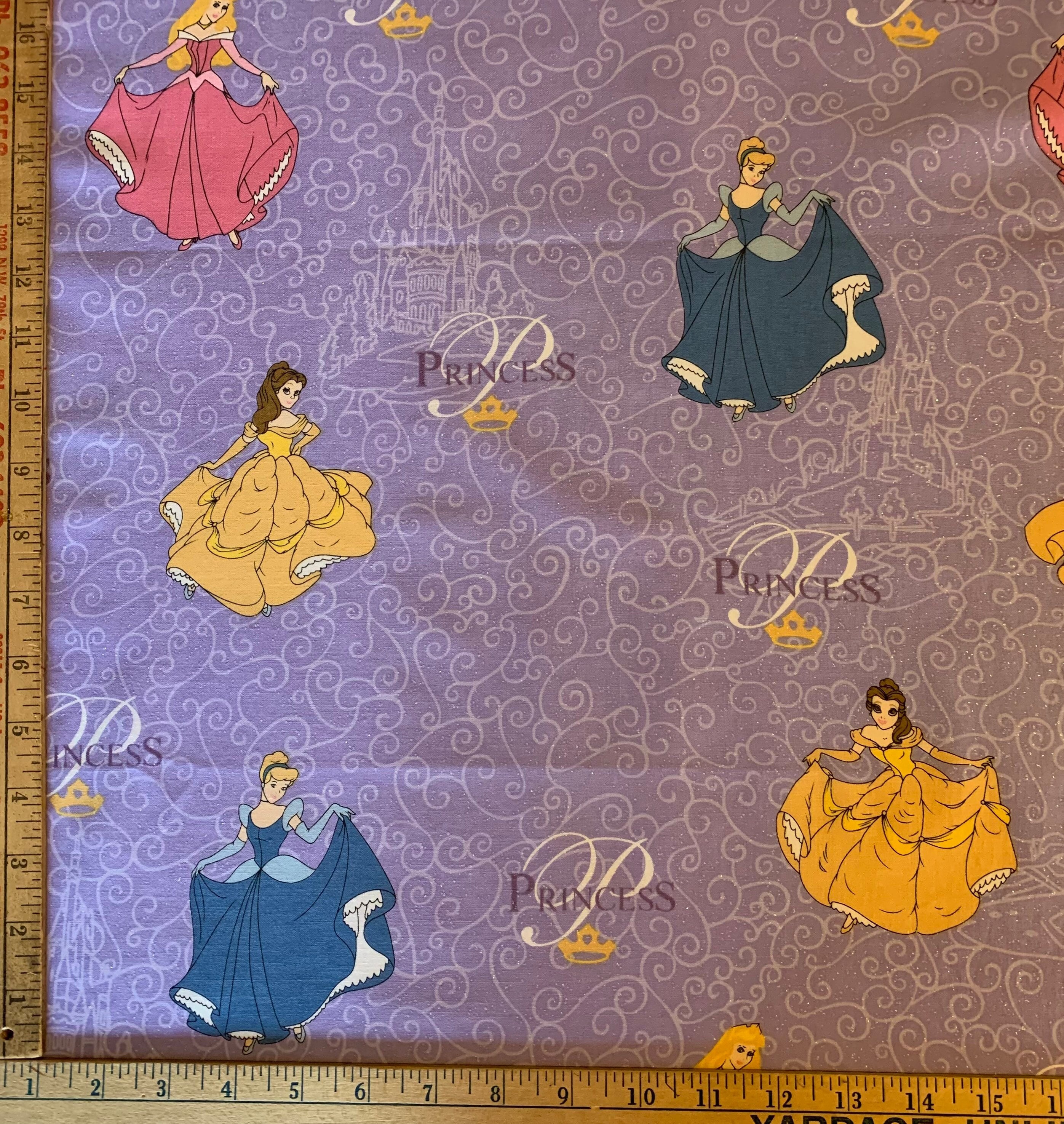 Disney Dancing Princesses Cotton Fabric 31 X 43 Glitter - Etsy