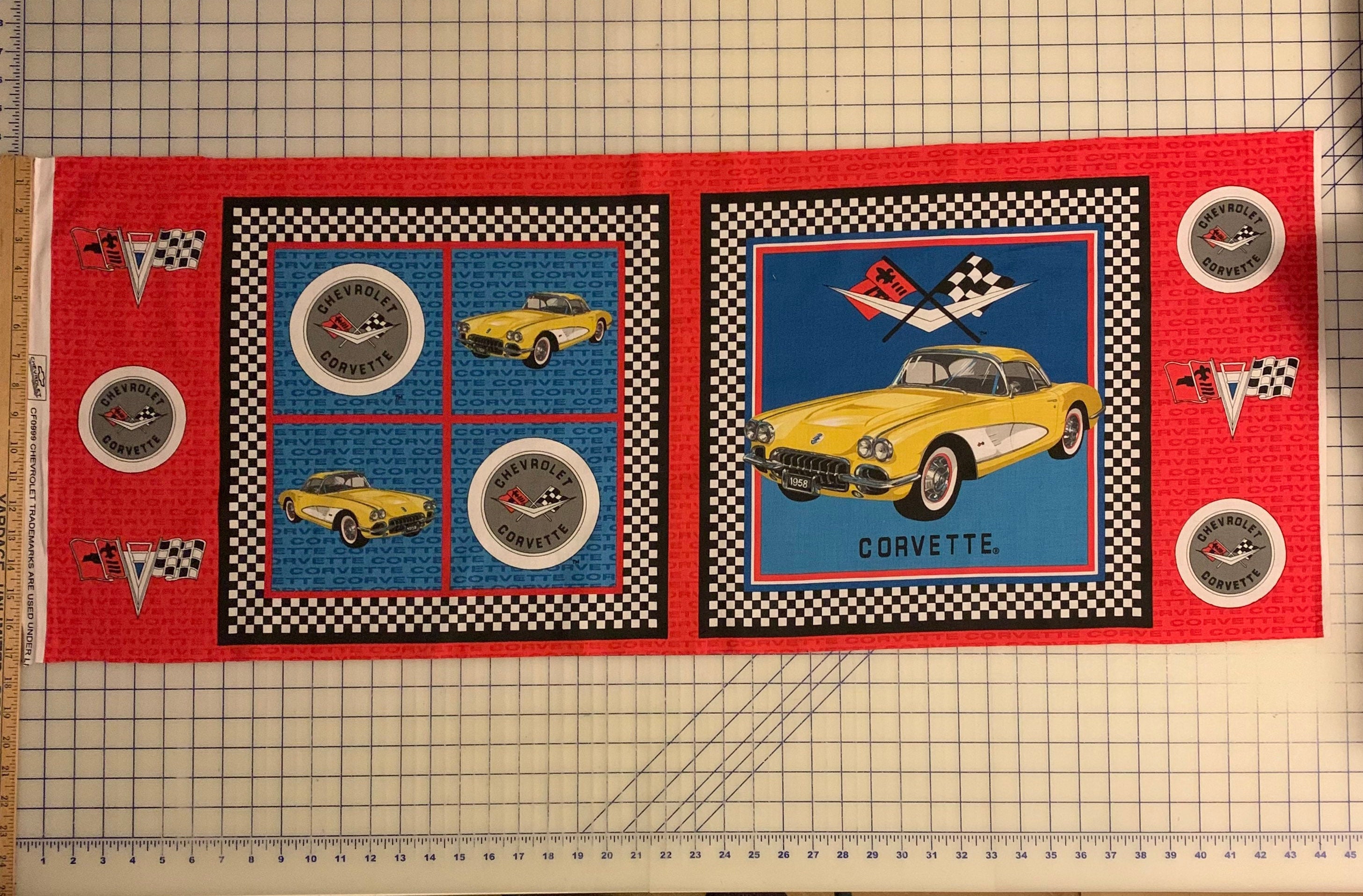 1958 Yellow Chevrolet Corvette Cotton Fabric Panel HTF OOP Rare Out of ...
