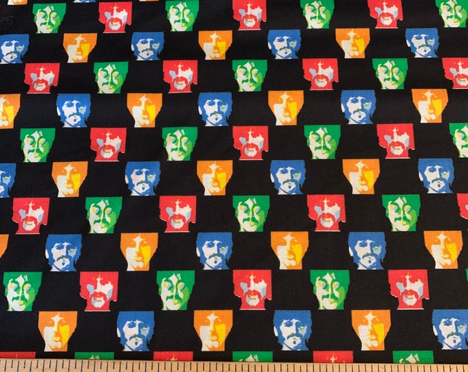 The Beatles Cotton Fabric 39” X 44" Colorful Words OOP Out of Print HTF ...