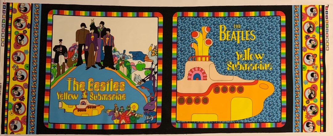 The Beatles Yellow Submarine Cotton Fabric OOP 2008 Rare HTF Hard to ...
