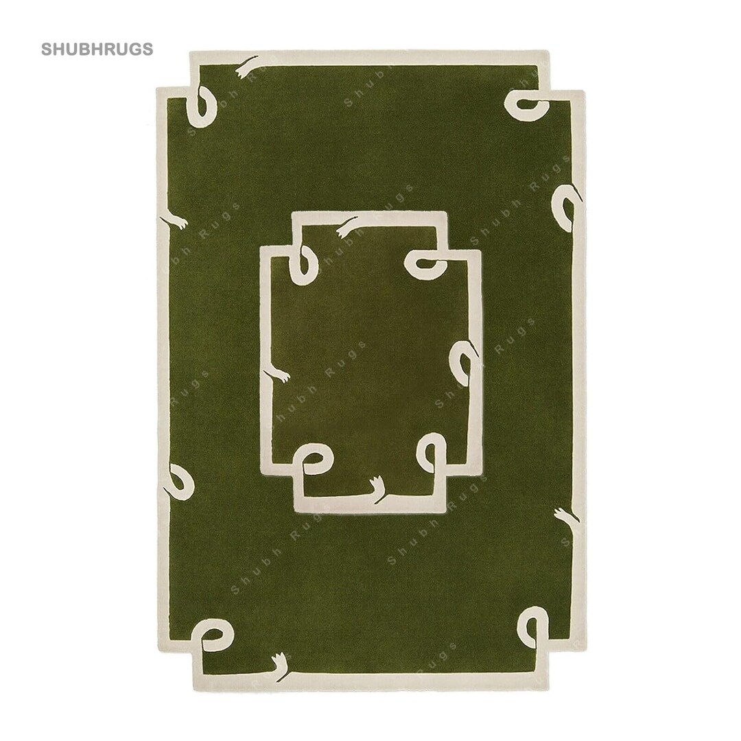 Modern Plain Rug, Area Rug for Bedroom, Solid Color Dark Green Plain ...