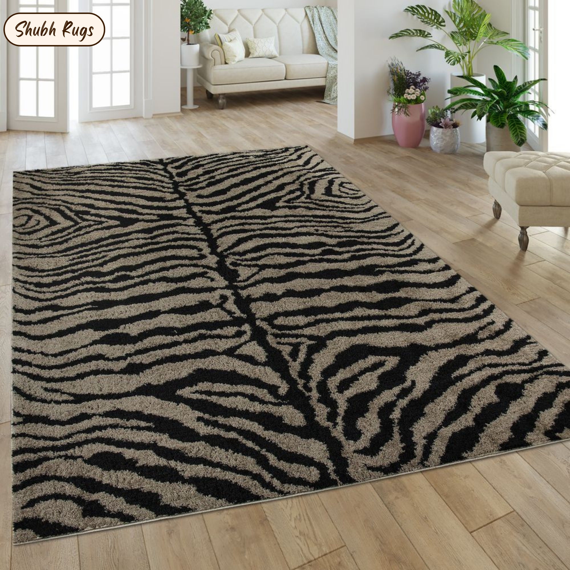Brown Zebra Print Rug