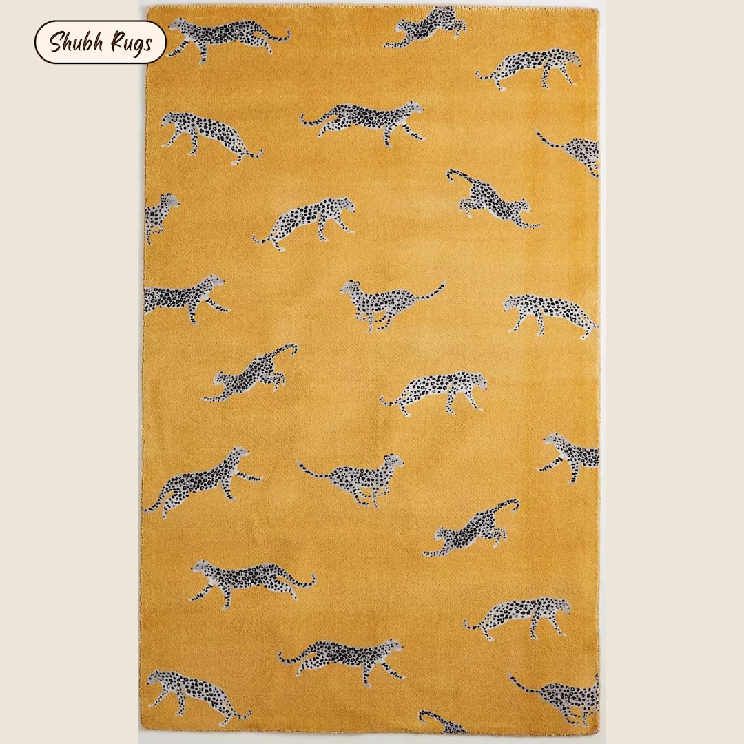 Cheetah Pattern Modern Hand Tufted Wool Area Rug Available in 3x5, 4x6 ...