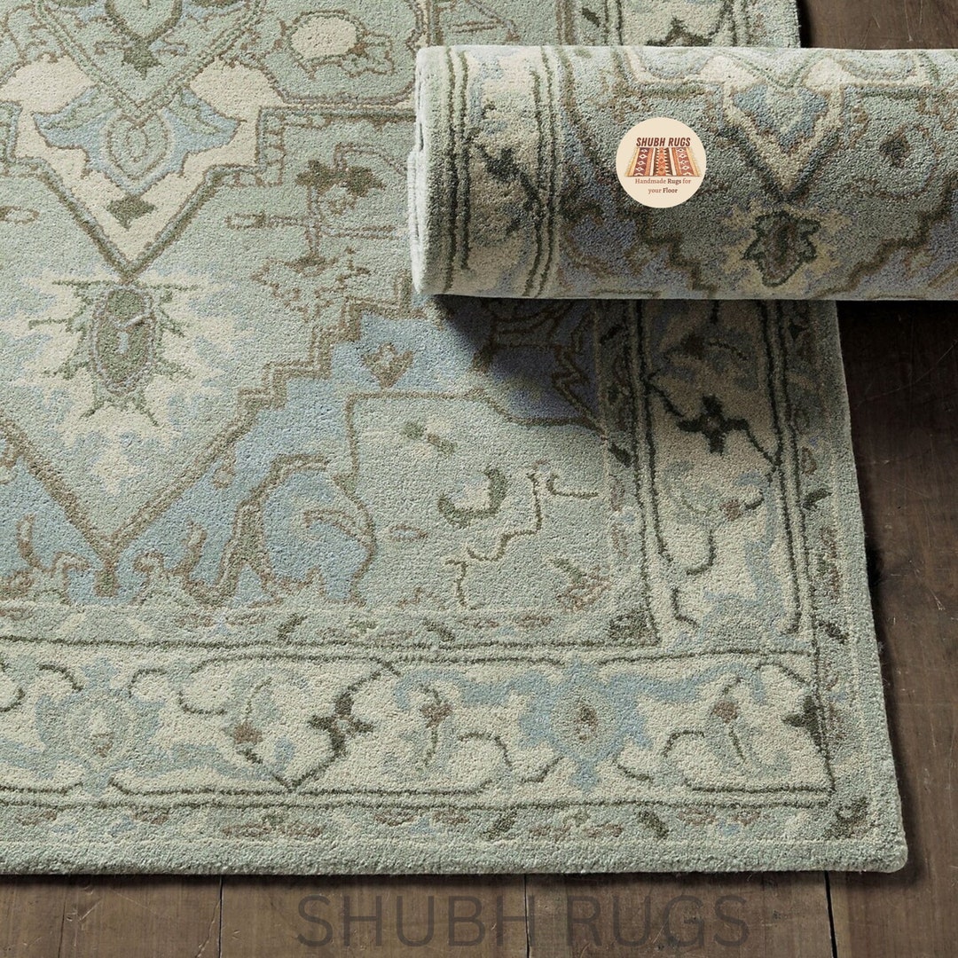 Adelaide Sage Oriental Hand-tufted 100% Wool Handmade Area Rug Carpet ...