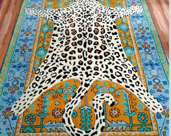 Leopard Area Rug Animal Print Rug Green Area Rug Carpet - Etsy