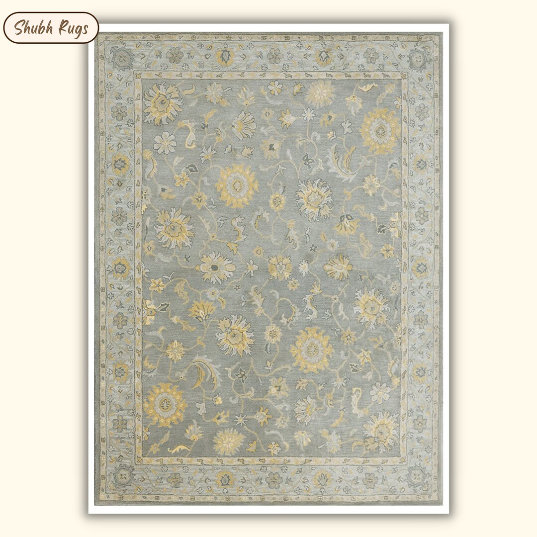 Handtufted Classic Parisian Rugs Maron Aqua Persian Tufted Rug - Etsy