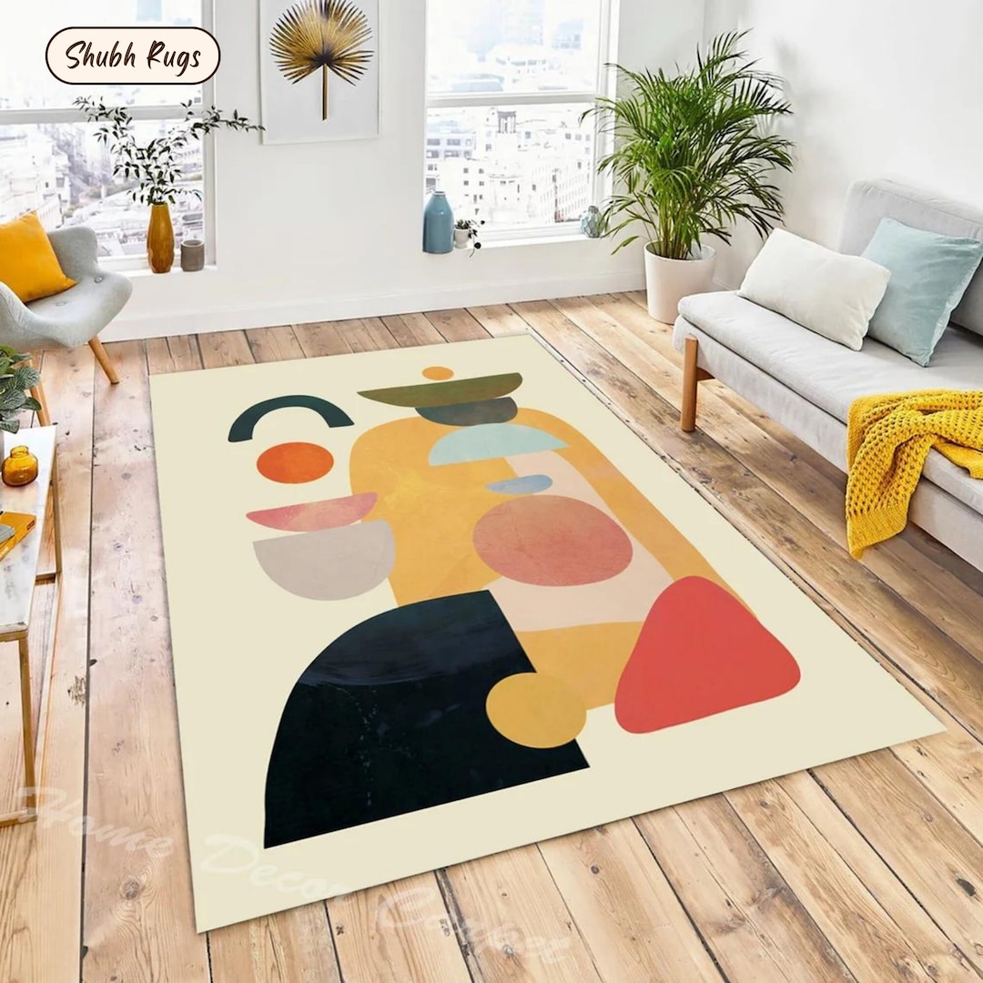 Hand Tufted Minimalist Art Rug, Abstract Floor Mat, Modern Minimal Rugs ...