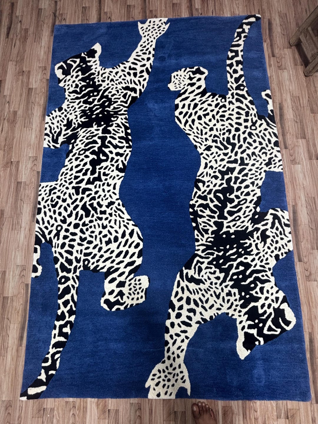 Leopard Blue Modern Hand-tufted Area Rug, Fine Wool Rug for Kids Room ...