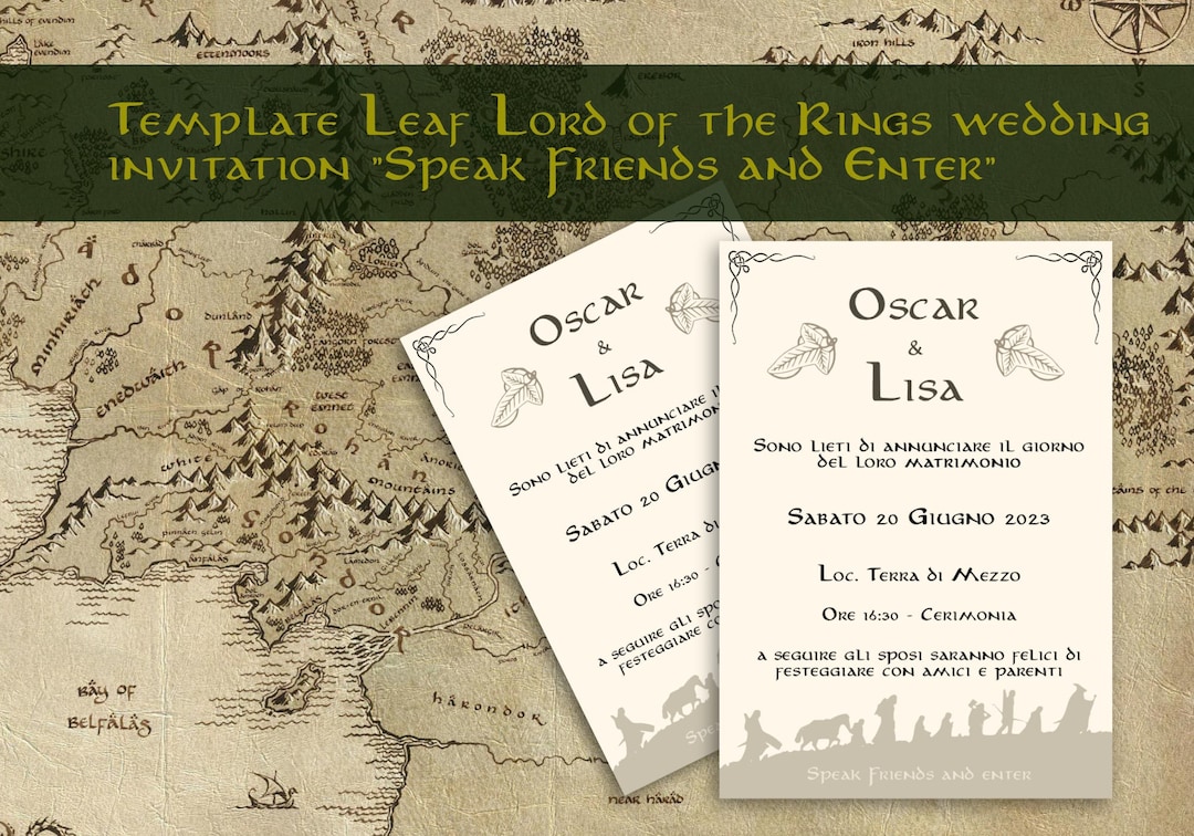 Lord of the Rings Themed Party or Wedding Invitation Template "speak ...