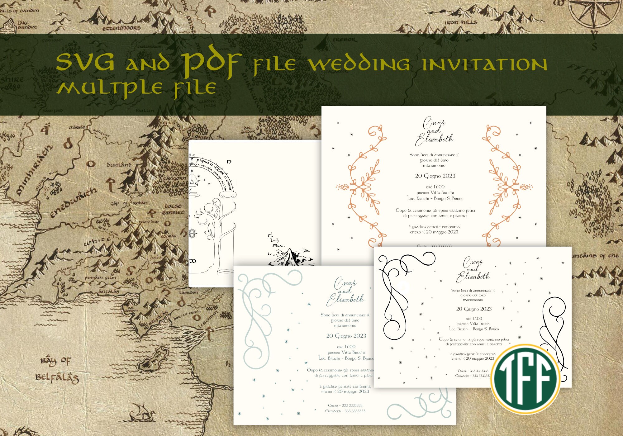 Lord of the Rings Themed Party or Wedding Invitation Template With ...