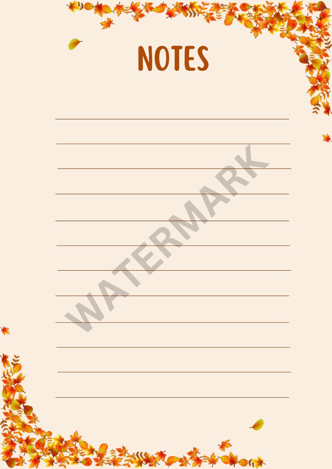 Autumnal Fall Leaves Digital Download Printable to Do and Notes - Etsy