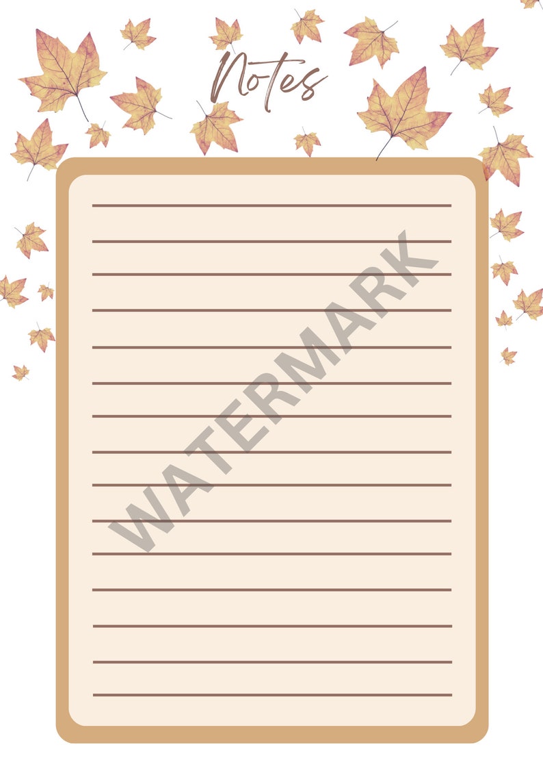 Autumn Fall Falling Leaves Digital Notes and to Do Download - Etsy