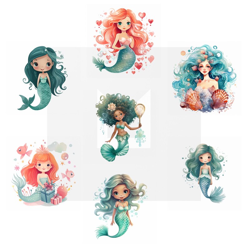 25 Mermaid Clipart Bundle Mermaid PNG Planner Mermaid Sticker - Etsy