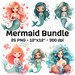 25 Mermaid Clipart Bundle, Mermaid PNG Planner Mermaid Sticker Cute ...