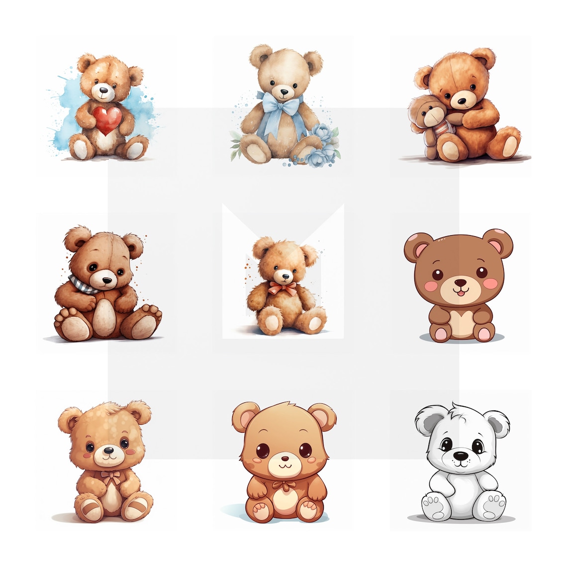 50 Teddy Bear Clipart Pack Teddy Bear Baby Shower Clipart - Etsy